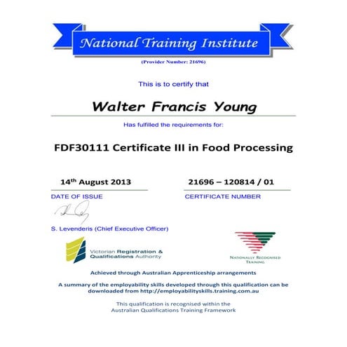 TAE40110-WFY Certificate | PDF