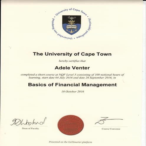 UCT Basics of Financial Management | PDF
