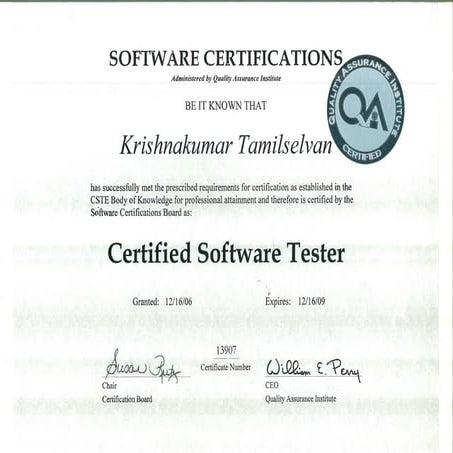 CSTE Completion Certificate | PPT