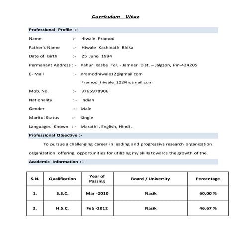 PRAMOD HIWALE - RESUME | DOCX