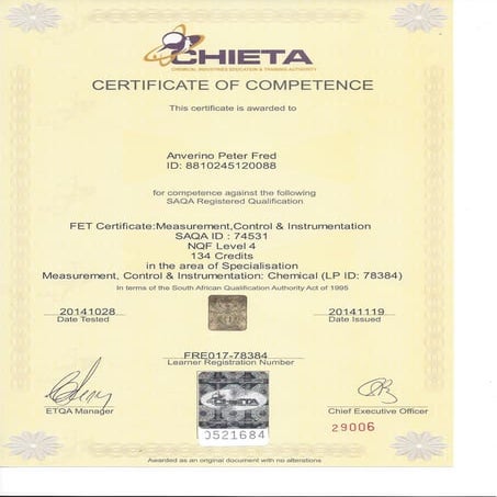 Trade Test Certificate