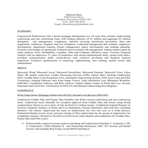 Francisco Cruz Resume- underwriter | DOCX