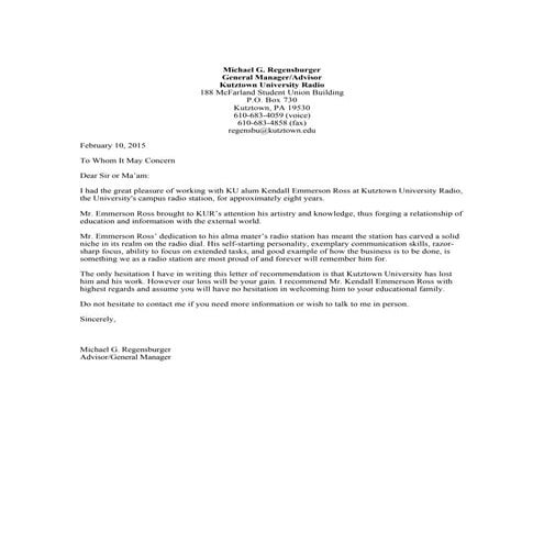 Letter of Recom:KUR. | PDF