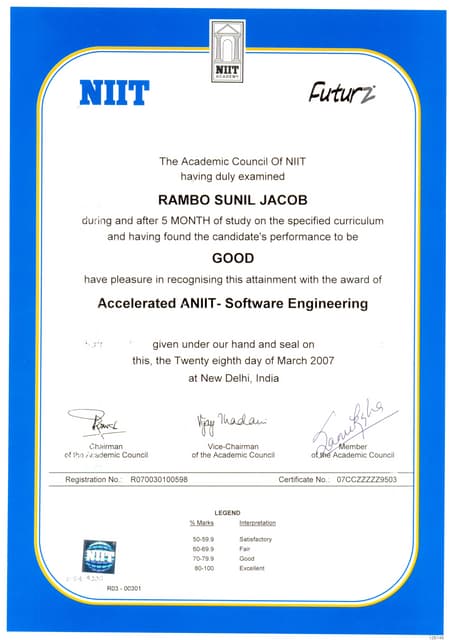 NIIT Certificate. | PDF