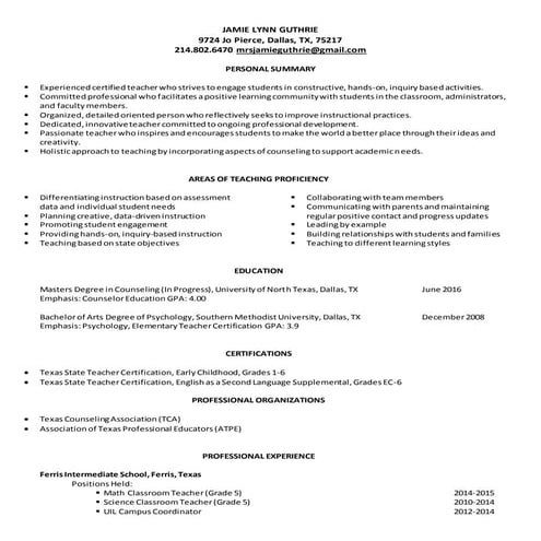 Jamie Lynn Guthrie Resume | DOCX