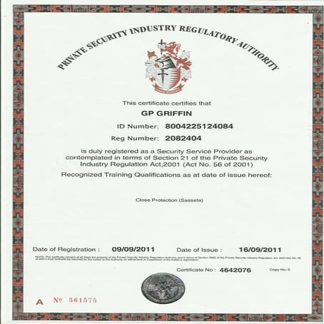 PSIRA Certificate | PDF