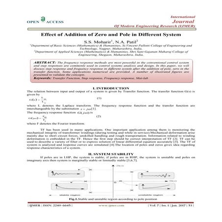 Effect of Addition of Zero and Pole in Different System | PDF