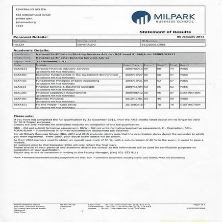 Milpark Credits | PDF