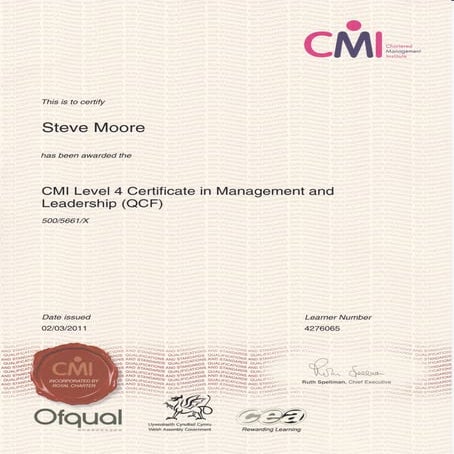 CMI Level 4 Certificate in Management Leadership | PDF