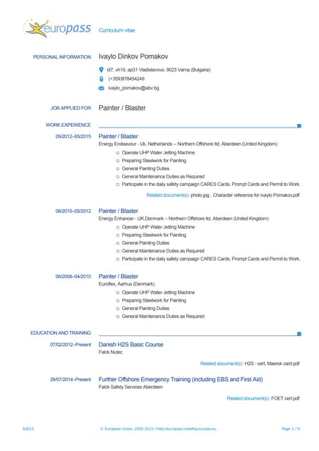 Model cv european (1) | DOC
