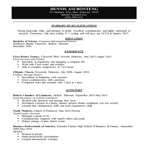 Dennis Asubonteng Resume | PDF