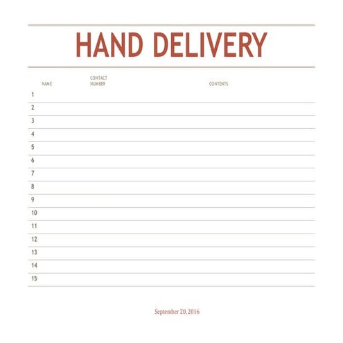 Hand Delivered Mail Log | DOCX
