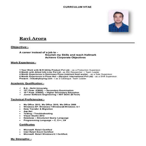 Cv Ravi Arora | DOCX