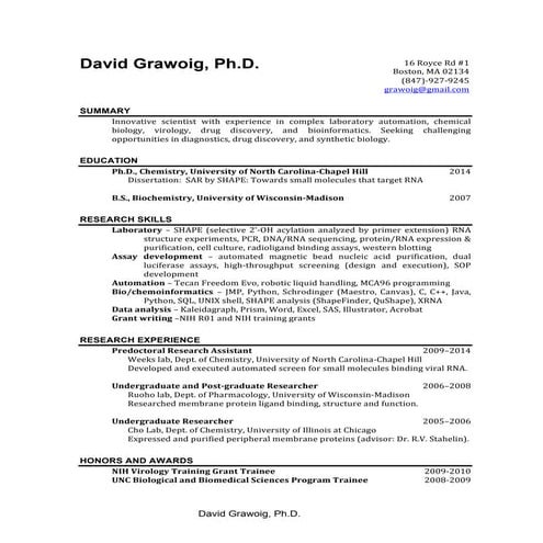 David Grawoig resume 061215 | PDF