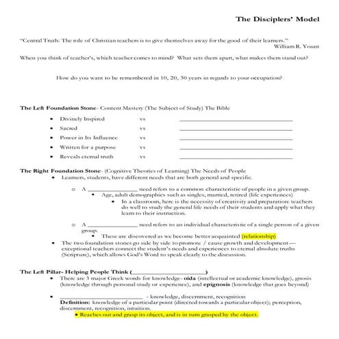 The Disciplers' Model Notes | DOCX
