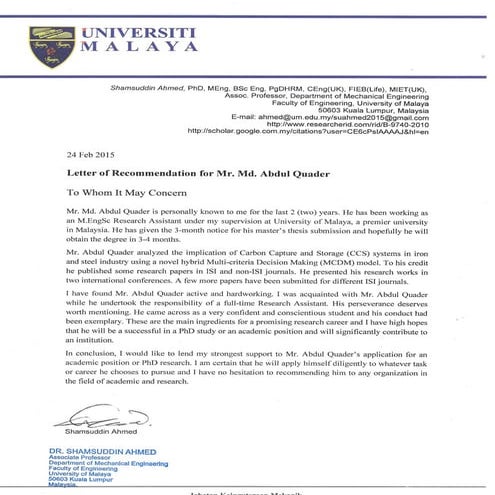 Recommendation letter | PDF