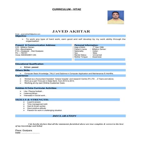 JAVED CV | DOC | Education