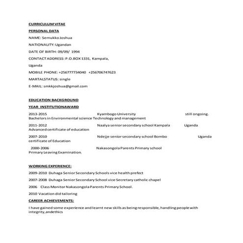 JOSHUA CURRICULUM VITAE | DOCX