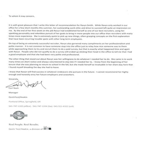 Carl - Letter of Reccomendation | PDF