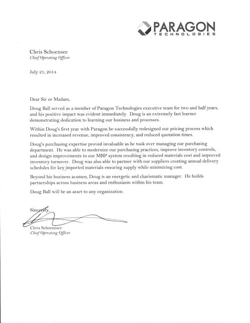 Doug Ball Letter of Recommendation GP | PDF
