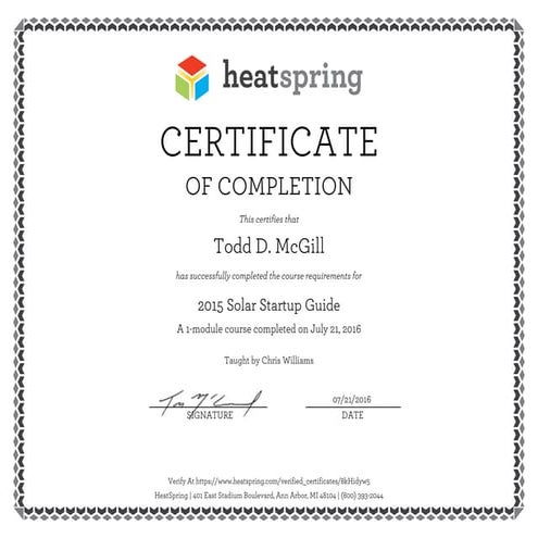 certificate #1 Heatspring | PDF
