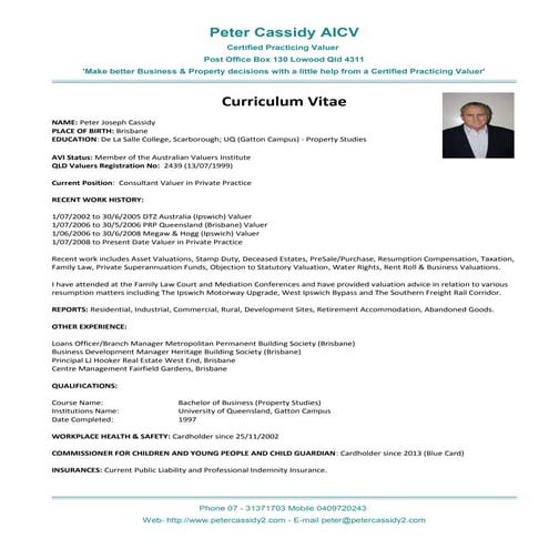 Peter Cassidy CV 2016 | PDF