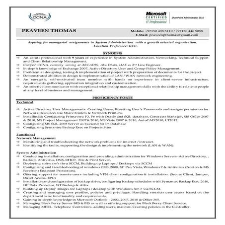 Praveen Thomas CV | DOCX