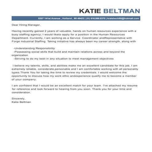 Cover Letter | PDF | Job Search | Careers