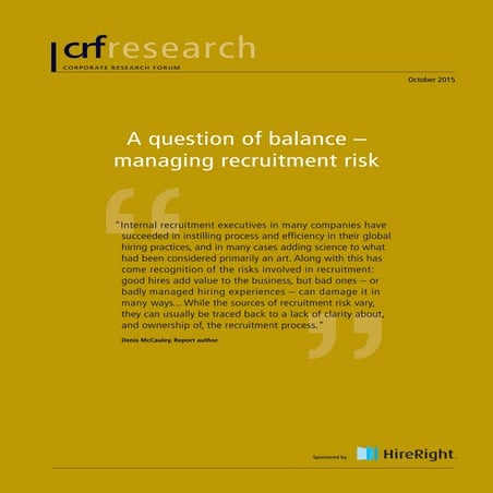A question of balance – managing recruitment risk | PDF