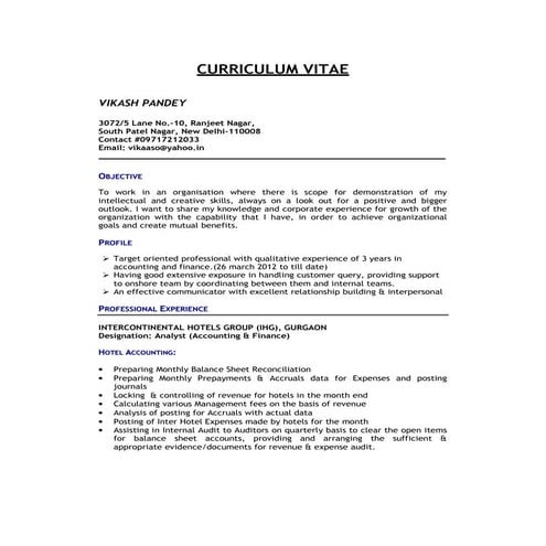 Resume Vikash Pandey | PDF