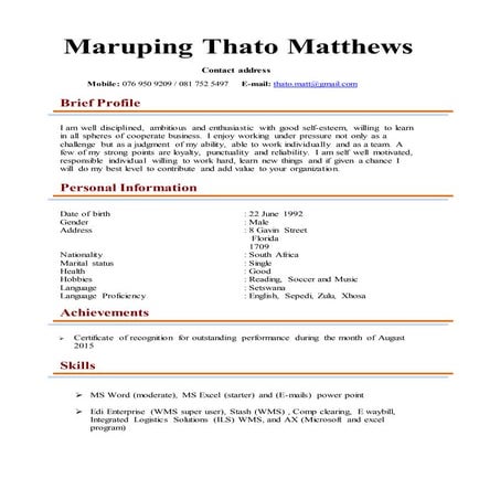 Thato Matthews Maruping | PDF