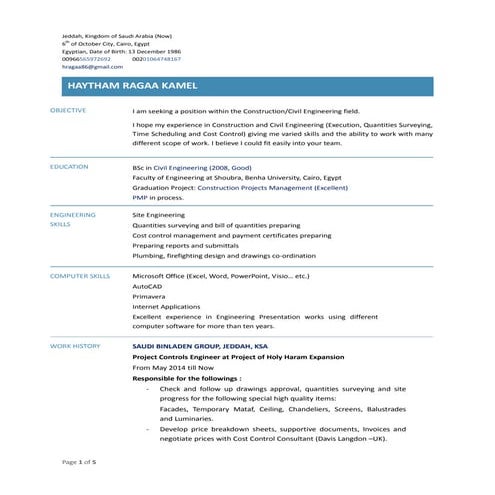 Haytham Ragaa Kamel - Civil 2008 | PDF