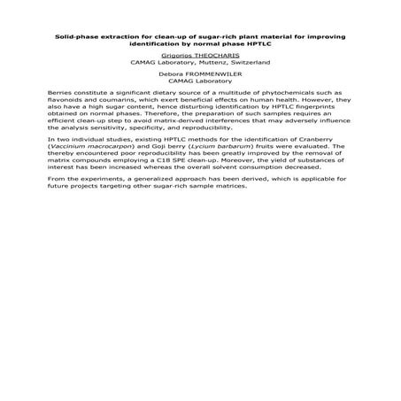 Solid‐phase extraction for clean‐up of sugar‐rich plant material for ...