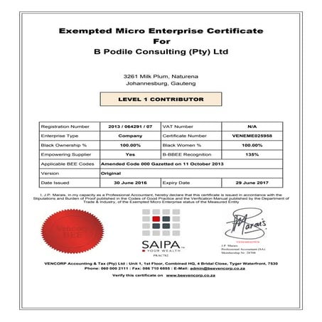 Certificate-BBBEE | PDF