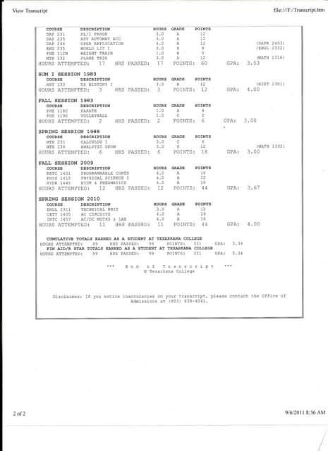 Univ of Texas transcript | PPT