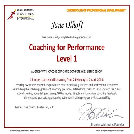 C4P Level 1 Certificate_Jane Olhoff | PPT