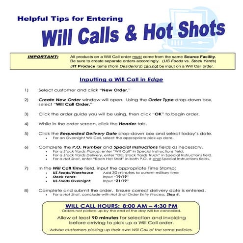 Will Call Guide | PDF