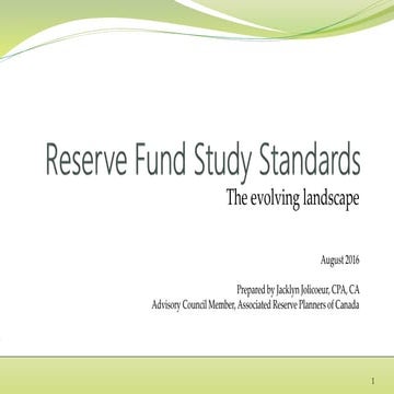 The Reserve Fund Study Standards Landscape in North America_Q1 | PPT