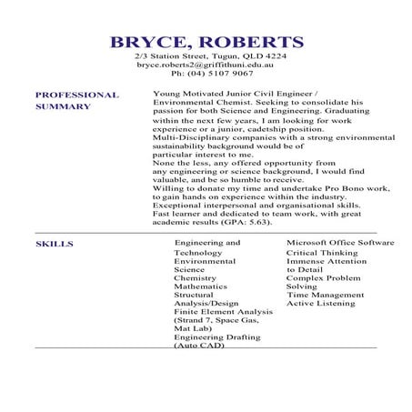 Bryce Roberts Resume 2016 | PDF