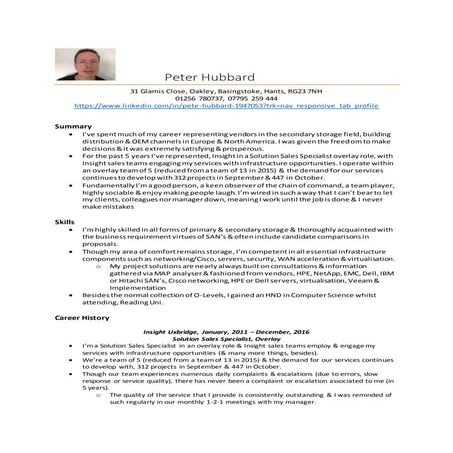 Peter Hubbard CV, Dec 2016 | DOCX