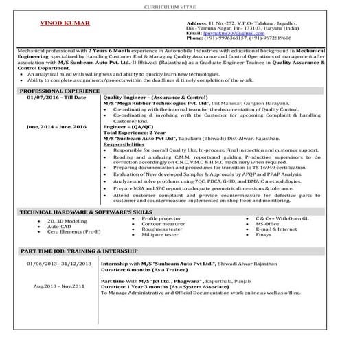 vinod. CV.. | PDF