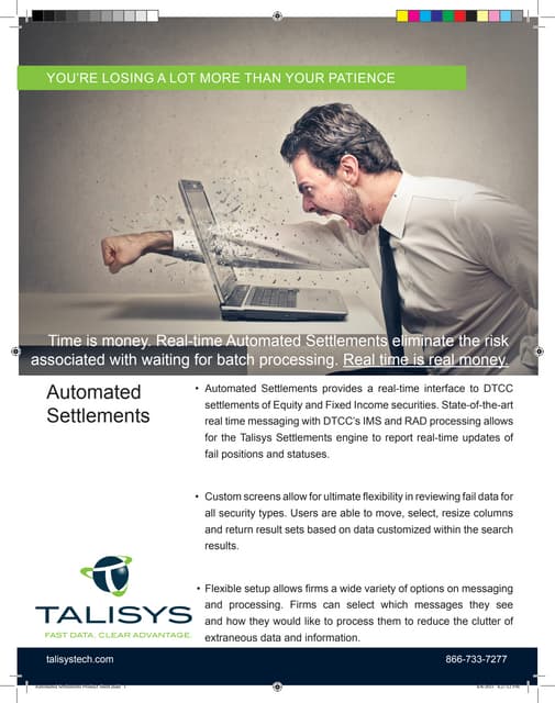 Automated Settlements Product Sheet Pdf Technology And Computing