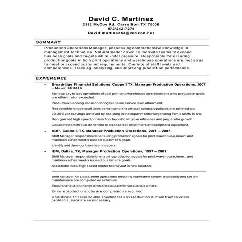 Dennis Doucette Resume 1 | PDF