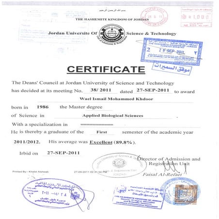 Master certificate(front) | PDF | Education