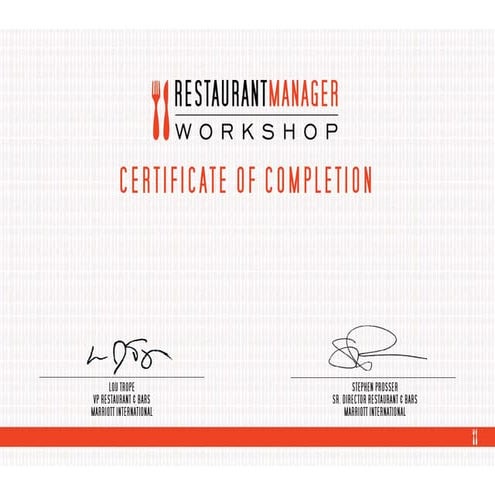 Restaurant & Bar Manager Certification | PDF