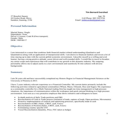 Resume - Tim Evershed | PDF