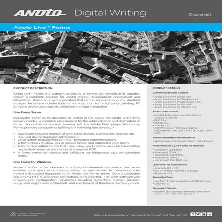Anoto Live Forms Product Sheet | PDF