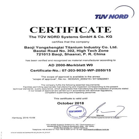 PED Certificate | PDF