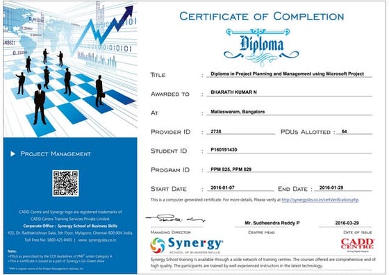 Certificate of Completion - Primavera Course | PPT