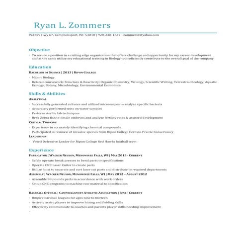 Ryan's updated Resume | PDF